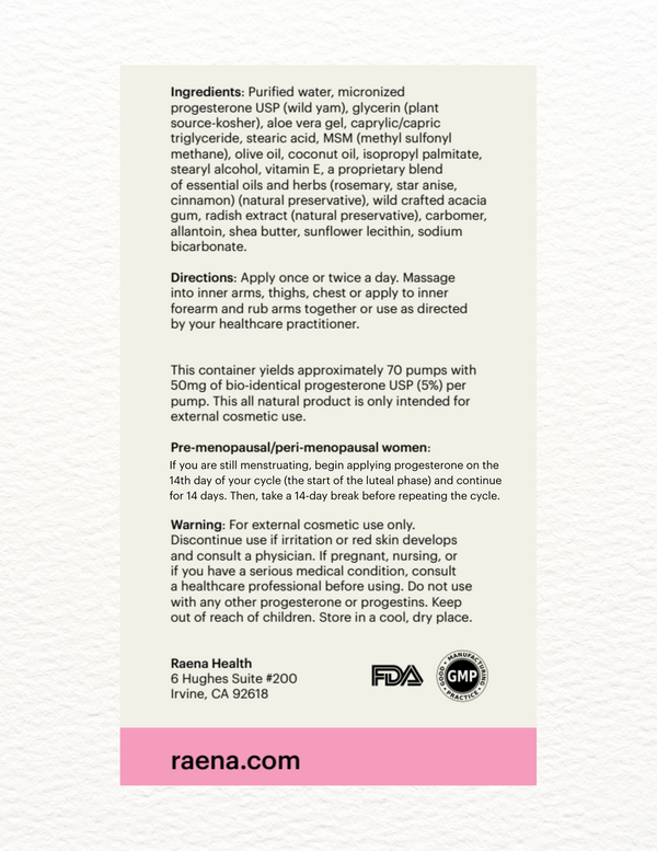 The Natural Progesterone Cream 50mg – Raena