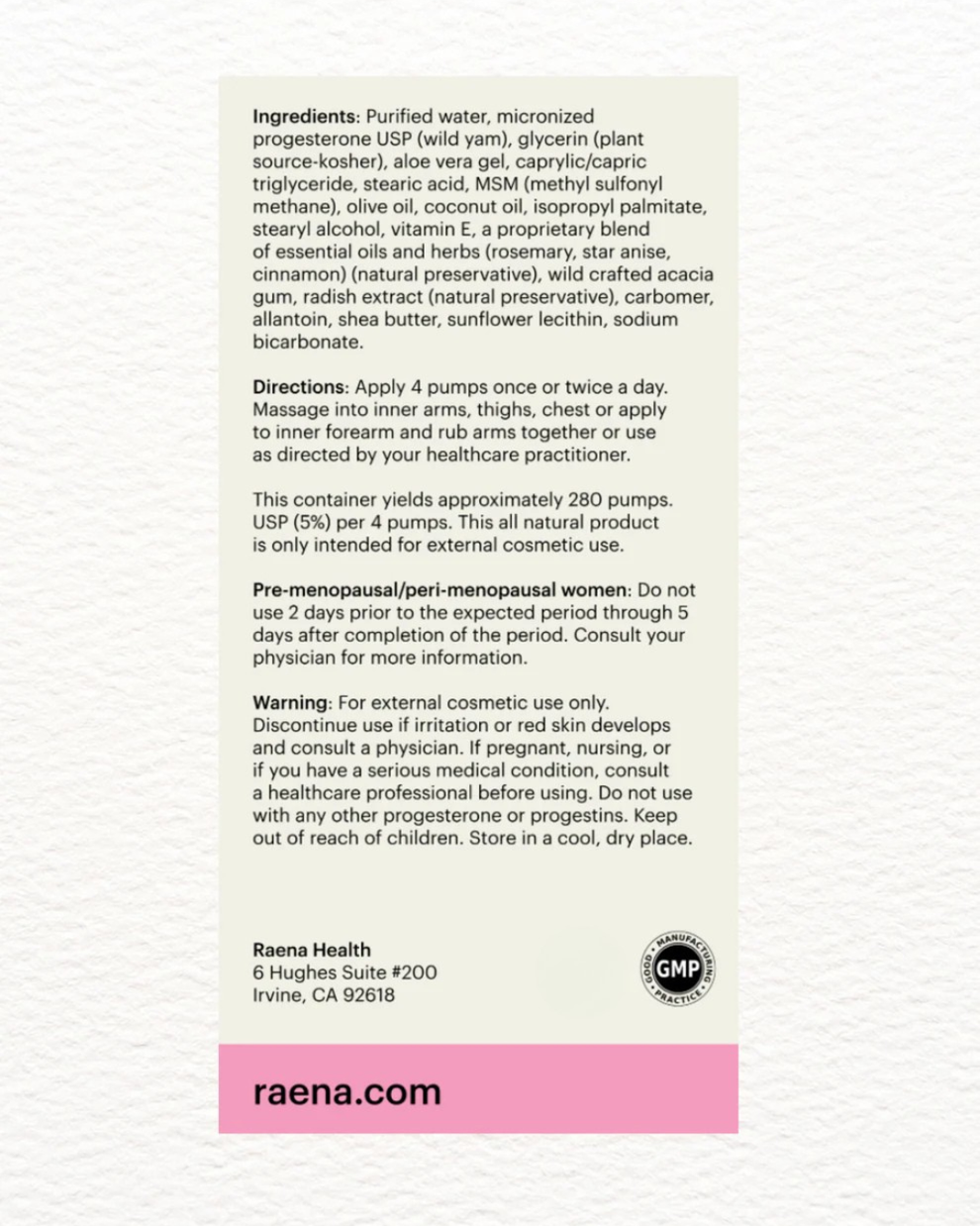 The Natural Progesterone Cream 50mg – Raena